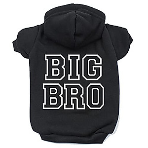 Big Bro Pullover Fleece Lined Dog Hoodie (Hooded Sweatshirt) Pregnancy Announcement Brother (Black, Small)