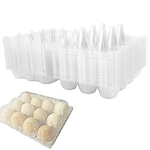 Egg Cartons 50 Packs, Clear Eco-friendly Plastic Blank Egg Cartons, Holds up to 12 Eggs Securely, Perfect for Family Pasture Farm Markets Display - Medium