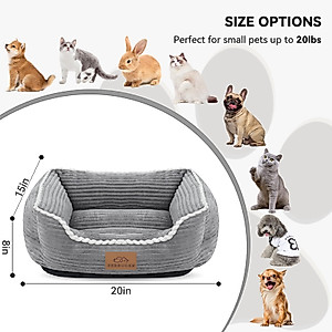 Cat Dog Bed for Pets, Rectangle Pet Bed Gift for Puppy and Kitten, Machine Washable Calming Fluffy Pet Couch Sofa for Indoor Outdoor, Portable Soft Cat Bed with Non-Slip Bottom (Small, Grey)
