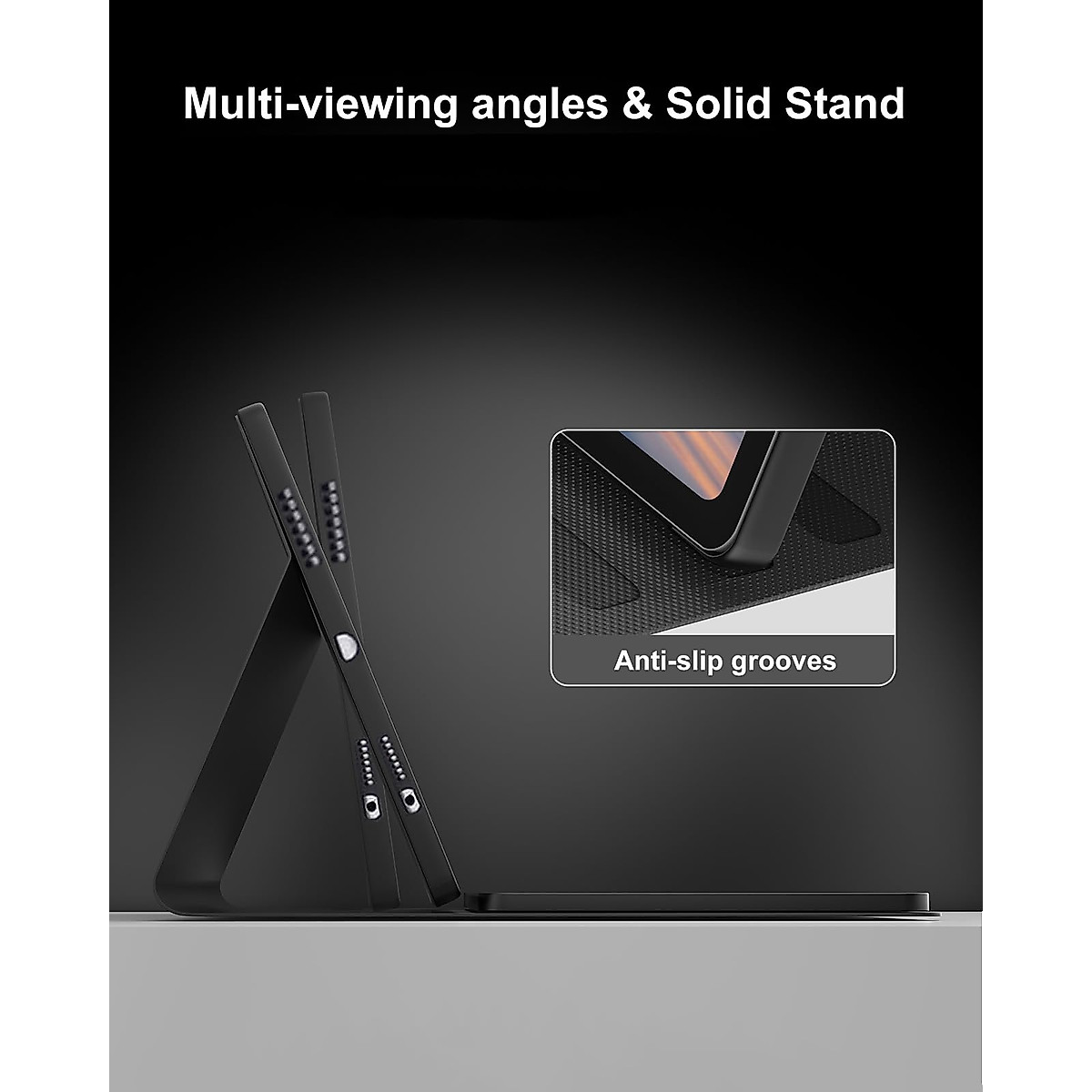 Keyboard Case for iPad 6th/5th Generation 9.7 inch, Slim Folio Smart Case with Pencil Holder for iPad Air 2, Rechargeable, Detachable Wireless Keyboard with 7 Color Backlit for iPad Pro 9.7 - Black