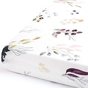 GRSSDER Stretchy Ultra Soft Jersey Knit Fitted Pack n Play Sheets Set 2 Pack,Fits Portable Playard/Mini Cribs Mattress Snug and Safe,Watercolor Purple Flora for Baby