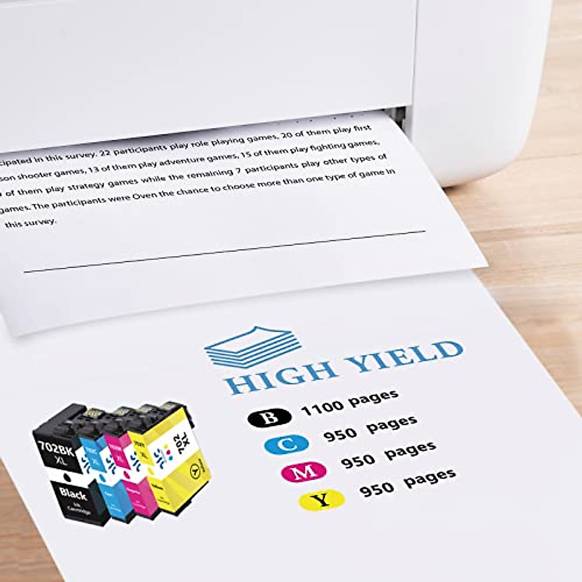 Weemay Remanufactured 702XL Ink Cartridge for Epson Printer Replacement for Epson 702 702XL Ink Cartridge Combo Pack for Epson Workforce Pro WF-3720 WF-3730 WF-3733 Printer(Black Cyan Magenta Yellow)