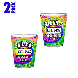 Shot Glass BAHAMAS Souvenir Gift Shots Glasses Set of 2 Gift Collectible Idea 2 Oz Shotglass, Bahamas island Gifts for Him & Her (2 Pack)
