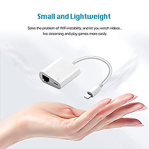 Lightning to Ethernet Adapter, Tuliyet RJ45 Ethernet LAN Network Adapter, Supports 100Mbps Ethernet Network with Charge Port, Support iOS 10.3.3 to iOS 15, Plug and Play