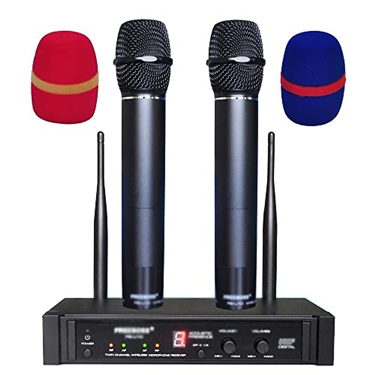 n/a Dual Way Digital UHF Wireless Microphone with 2 Metal Handhelds 2 Pcs Metal Handhled Microphones (Color : Black)