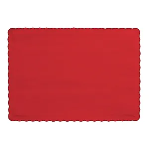 Creative Converting Paper Scalloped Edges Placemats, 9.45" x 13.25", Classic Red
