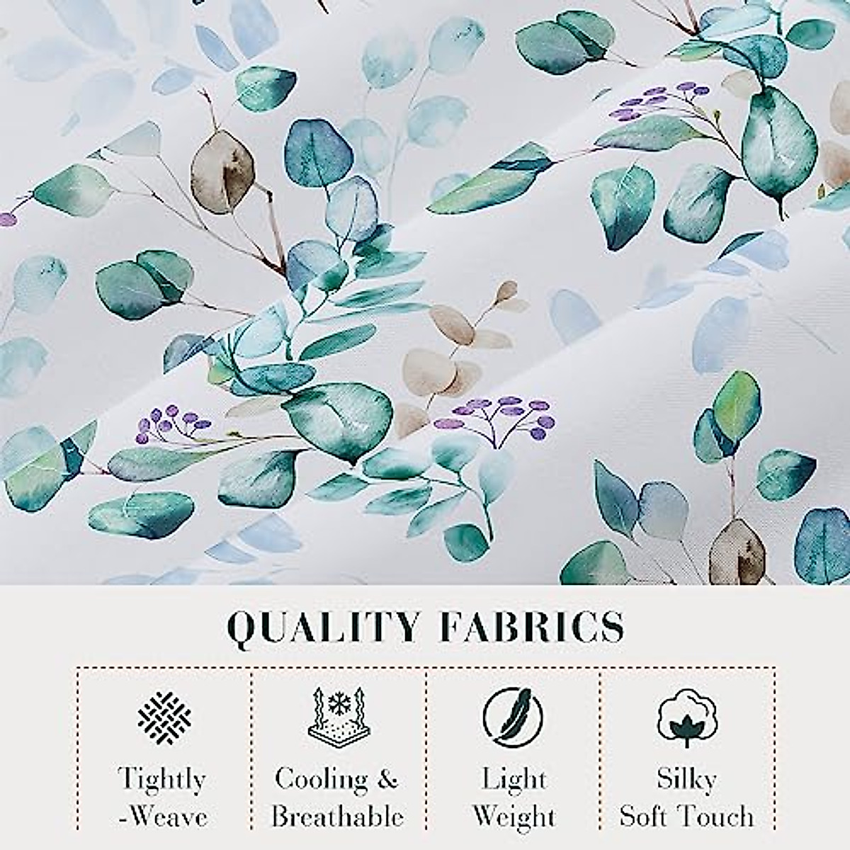 YIYEA Queen Sheet Set - Plant Print - Luxury Brushed Microfiber Bed Sheets - Lightweight Breathable Cooling Sheets for Queen Size Bed - 16" Deep Pocket, Shrinkage, and Fade Resistant - 4 PC