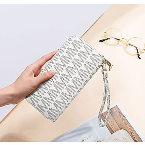 MARCO M KELLY Zipper Wallet for Women Long Faux Leather Purse Credit Card Holder Wrislet Ladies Zip Around Clutch Organizer