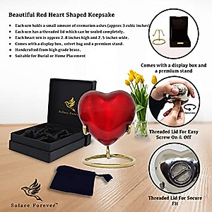 Red Heart Cremation Urn - Heart Keepsake Urn for Human Ashes with Premium Box & Heart Urn Stand - Handcrafted Red Urn for Ashes - Small Heart Shaped Urn - Mini Urn for Your Loved Ones