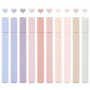 LABUK 10pcs Pastel Highlighters Aesthetic Cute Highlighter Soft Chisel Tip Marker Pen with Mild Assorted Colors, No Bleed Dry Fast Easy to Hold for Journal Bible Planner Notes School Office Supplies