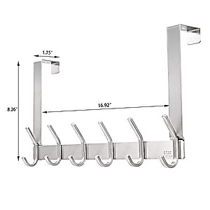 STZZ Over The Door Hook,Stainless Steel Heavy-Duty 12 Hooks Organizer Rack for Coats,Robes,Hats,Clothes,Bathroom Hanging Towels Rack