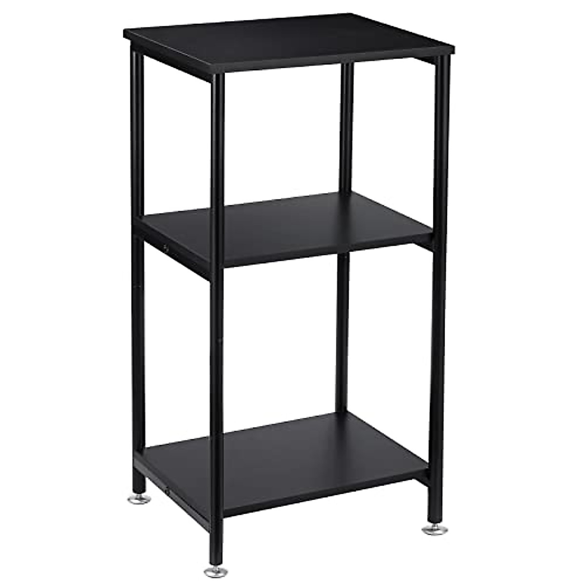 MOOACE Tall Side Table, 3 Tier End Table, Side Table with Storage Shelf for Bedroom Living Room, Small Nightstand for Small Spaces, Black
