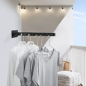 Bakala Wall Mount Clothes Drying Rack, Space Save Folding Laundry Drying Rack, Collapsible Clothes Organizer Hat Hook Coat Racks Hanger for Bathroom, Bedroom, Balcony and Closet