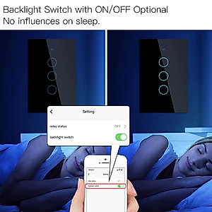 MOES 2.4GHz WiFi Wall Touch Smart Switch Neutral Wire Required, 3 Way Multi-Control, Glass Panel Light Switch Work with Smart Life/Tuya App, RF433 Remote Control, Alexa and Google Home Black 3 Gang