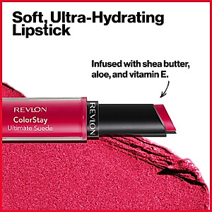 REVLON Lipstick, ColorStay Ultimate Suede Lipstick, High Impact Lip color with Moisturizing Creamy Formula, Infused with Vitamin E, 005 Muse, 0.09 Oz