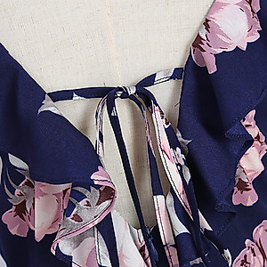 PopReal Mommy and Me Dresses Floral Print Cold Shoulder Ruffle Backless Strap Beach Midi Dress Summer