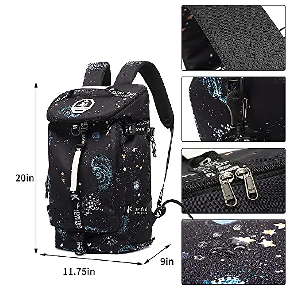 Cool Gym Duffle Bag Backpack 4-Way Waterproof with Shoes Compartment for travel Sport Hiking laptop Lightweight, Kalesi XL
