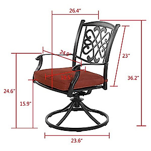Casual World Patio Swivel Dining Chairs Set of 2, Outdoor Gentle Rocker Chairs Bistro Chairs with All-Weather Aluminum Frame and Thick Cushions for Garden Backyard Poolside
