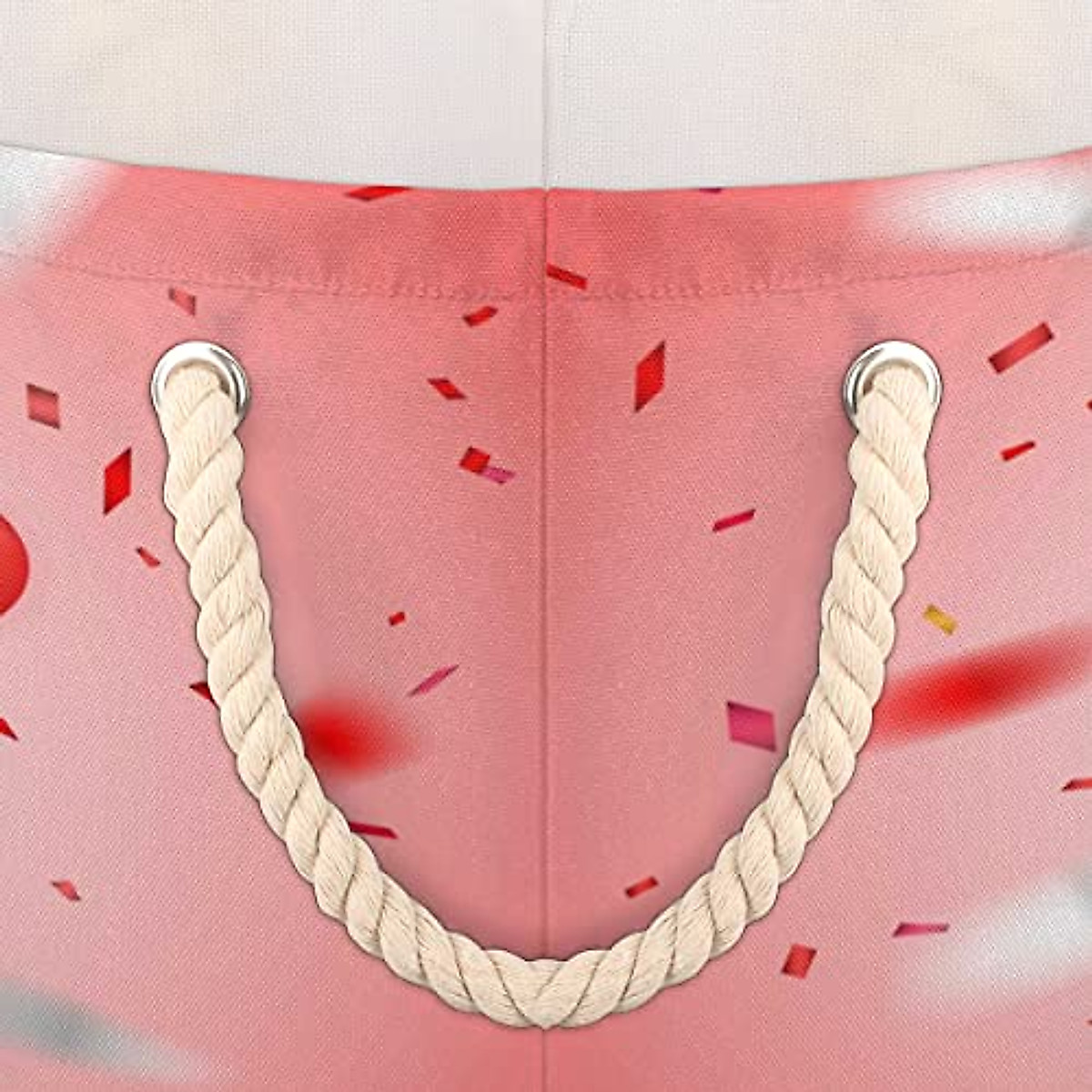 Red Valentines Day Love Heart (18) Large Round Baskets for Storage Laundry Baskets with Handles Blanket Storage Basket for Bathroom Shelves Bins for Organizing Nursery Hamper Girl Boy