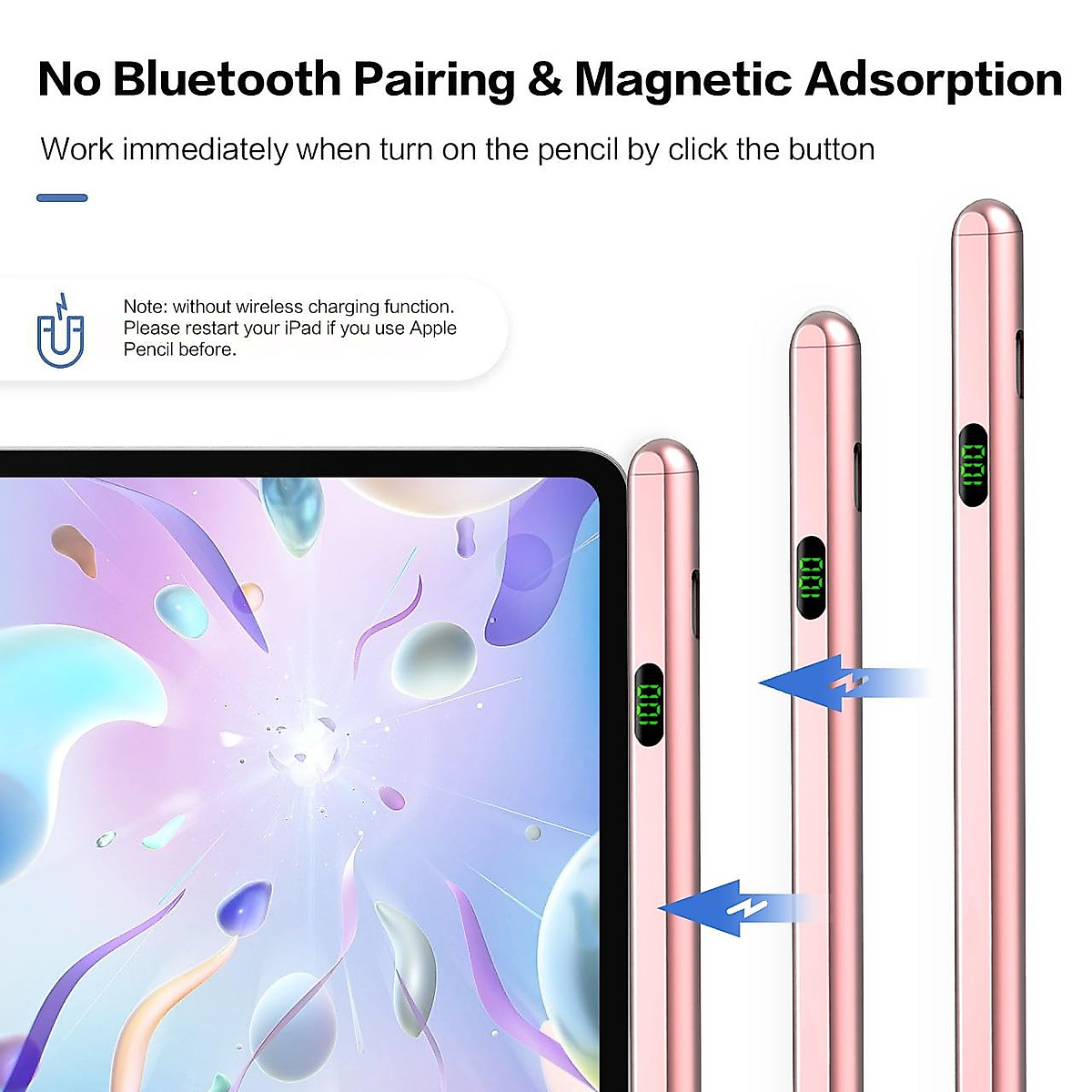 Stylus Pencil for iPad Pro 2024 13/12.9/11 inch M4, with 0.5h Fast Charge Palm Rejection for iPad Air 11/13 M2 6th/5th/4th/3rd, iPad 10th/9th/8th/7th/6th, iPad Mini 6th/5th