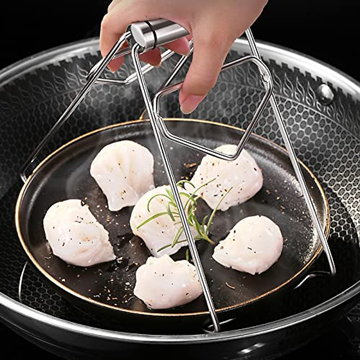 DEFUTAY Stainless Steel Dish Plate Clip,Kitchen Folding Hot Dish Plate Clips,Bowls Clamp Holder Tong for Hot Microwave, Oven,Pots