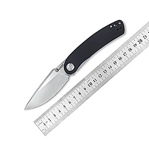 KUBEY Momentum KU344A Everyday Carry Pocket Knife, 3.43-Inch Drop Point Blade G10 Handles with Dual Thumb Studs and Reversible Clip for Outdoor Hunting Camping