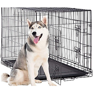 EDMBG Dog Crate 36x23x26 Large 2 Door Pet Kennel Cage Folding Portable Travel Metal