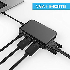 High-Speed 9 In 1 Multi-port USB C Dual HDMI Adapter With Ethernet Port 2 USB 3.0 Ports 1080P VGA PD Charging 3.5mm Audio Support SD Card Reader Compatible For Flash Drive Laptops And More USB Hub Ada