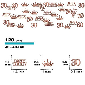 Ambishi 120pcs Rose Gold Glitter Dirty Thirty Confetti, Happy 30th Birthday Party Table Decoration for Women, Dirty 30 Table Confetti