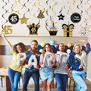 45th Birthday Party Decorations Birthday Party Hanging Swirls Ceiling Decorations Cards Cutouts 45th Shiny Foil Swirls Decorations for 45 Years Old Birthday Ornaments Party Supplies