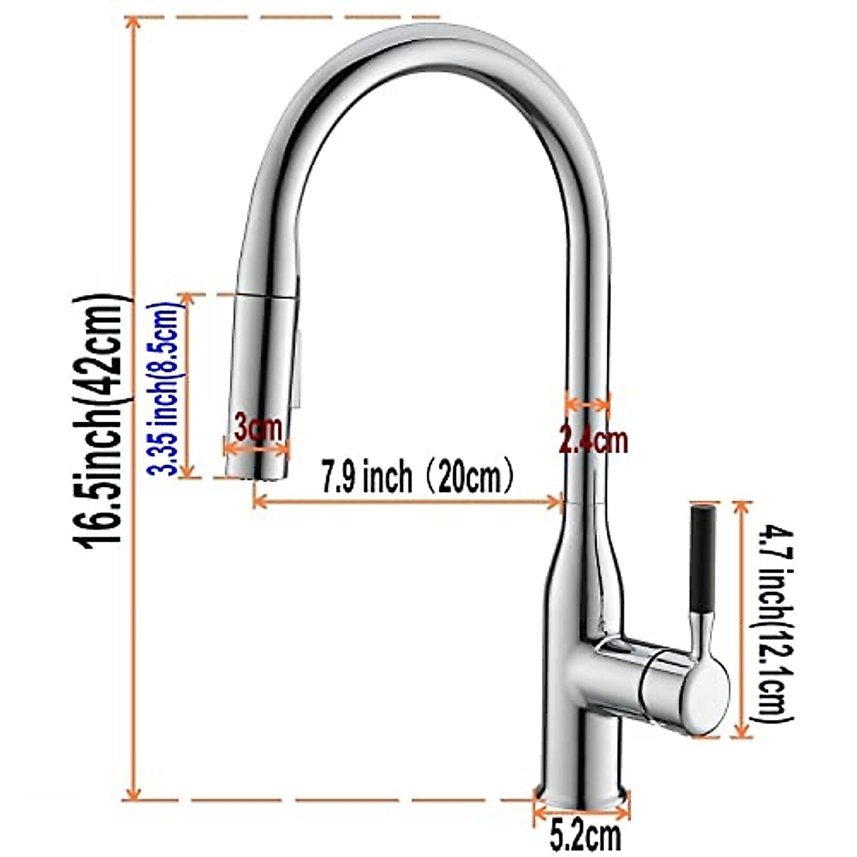 Leekayer Pull Out Kitchen Faucet with Sprayer Chrome Finish Kitchen Mixer Tap Single Lever One Hole Mount 2 Water Flow Type