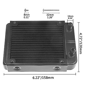 BXQINLENX 18 Pipe Aluminum Heat Exchanger Radiator for PC CPU CO2 Laser Water Cool System Computer 120mm(A)