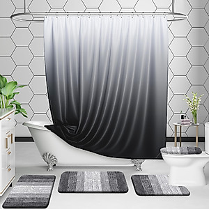 OLANLY Luxury Toilet Rugs U-Shaped, Extra Soft and Absorbent Microfiber Bathroom Rugs, Non-Slip Plush Shaggy Toilet Bath Mat, Machine Wash Dry, Contour Bath Rugs for Toilet Base, 20x24, Grey