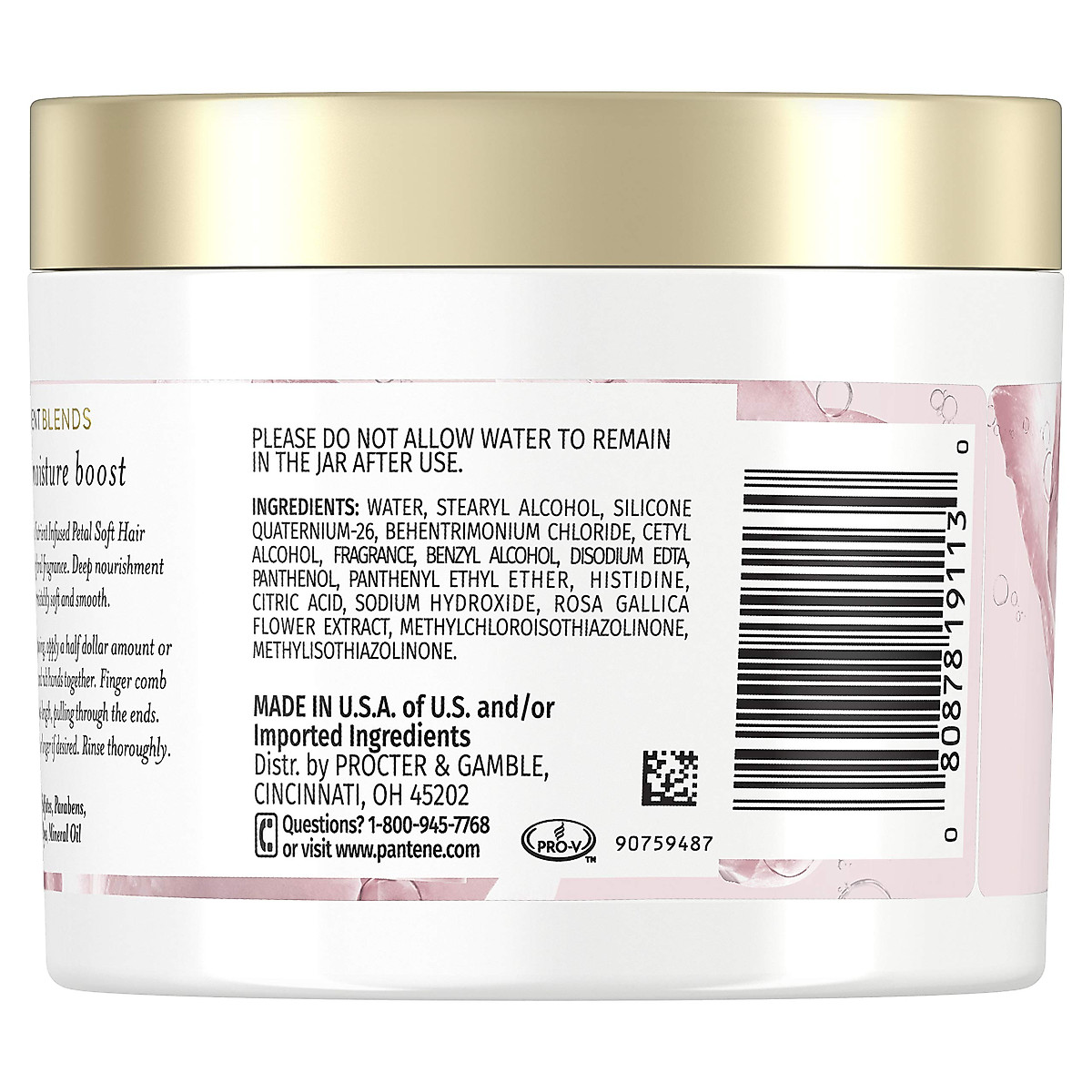 Pantene Nutrient Blends Miracle Moisture Boost Rose Water Petal Soft Hair Treatment, 4.7 fl oz