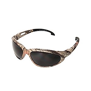 Edge SW116CF Dakura Wrap-Around Safety Glasses, Anti-Scratch, Non-Slip, UV 400, Military Grade, ANSI/ISEA & MCEPS Compliant, 5.04" Wide, Forest Camo Frame/Smoke Lens