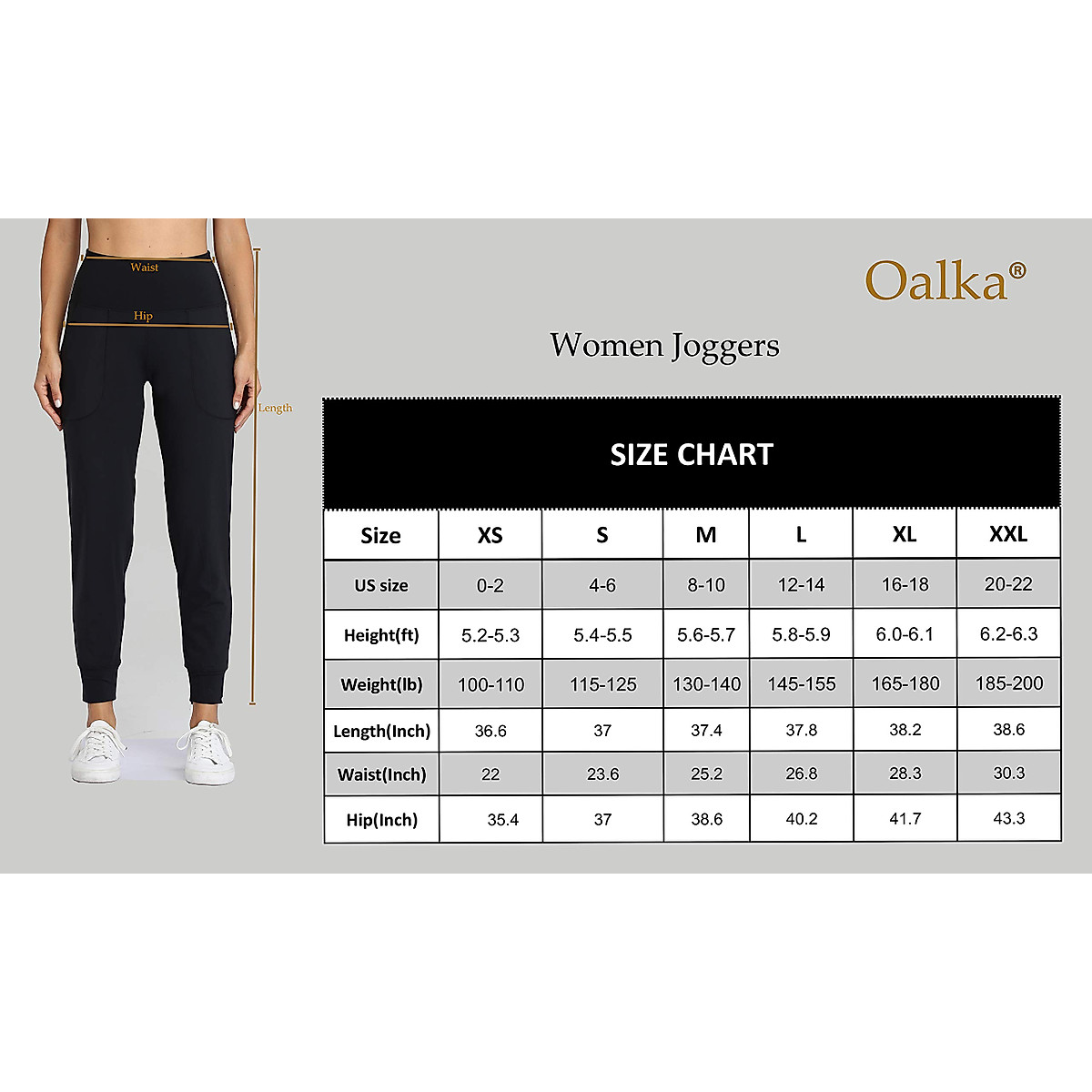 Oalka Women's Joggers High Waist Yoga Pockets Sweatpants Sport Workout Pants Black XL