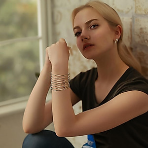 LinnaLove Fashion Shiny Thin Round Stainless Steel Bangle Bracelets for Women (1/3/5/8 Set)-Silver-8 Set