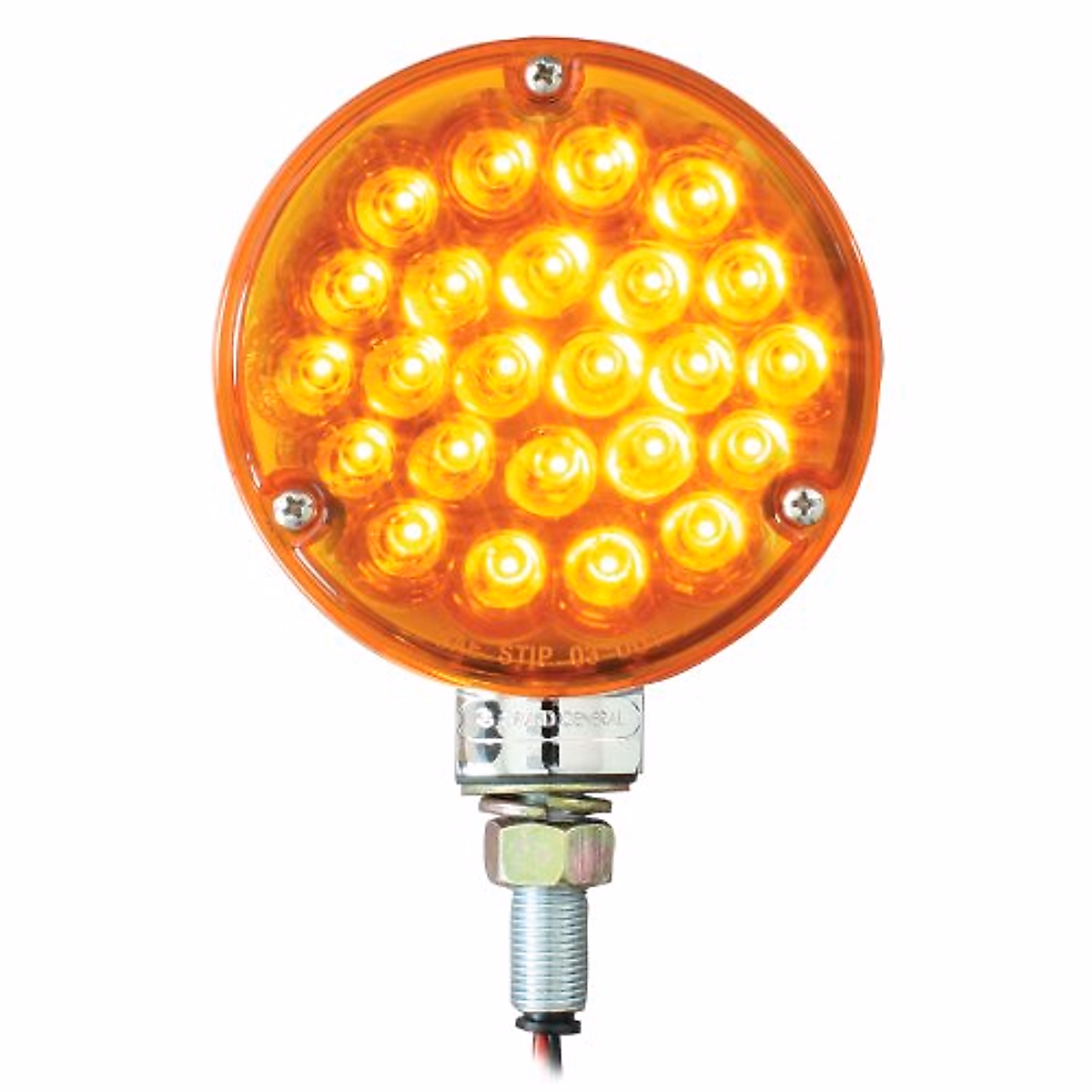 GG Grand General 78360 Amber/Red 4" Round Double Faced Pearl 24-LED Pedestal Light with Chrome Die Cast Housing