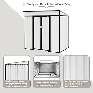 Oakmont Outdoor Garden Storage Shed 4' × 6' Feet Walk-in Garden Tool House with Double Sliding Doors, Yard Lawn (White)