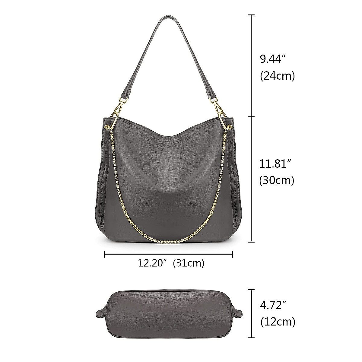 YALUXE Genuine Leather Shoulder Bag Stylish Womens Crossbody Travel Fashion Chain