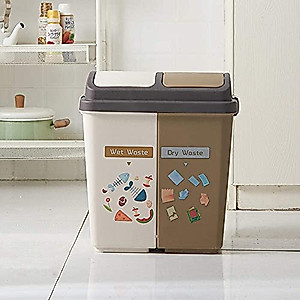 Rails Double Plastic Waste Bin Living Room 40L,20L with 2 Compartment,Litter Bins Kitchen Soft Closure,Airtight