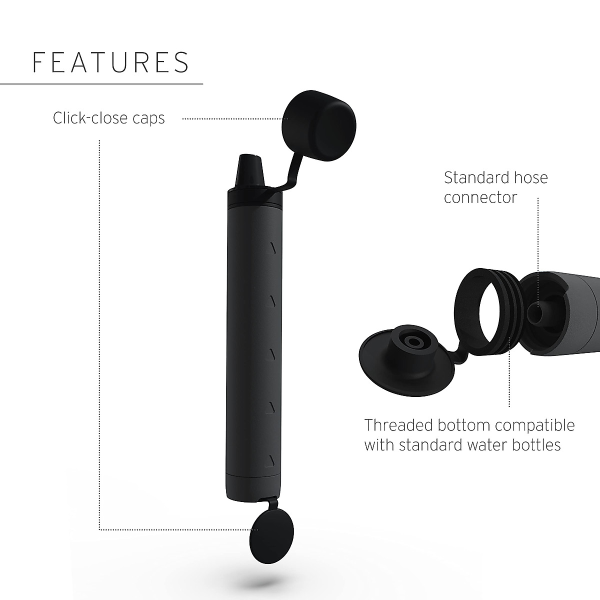 LifeStraw Peak Series - Personal Water Filter Straw for Backup Filtration, Emergency, Survival, and Ultralight Hydration, Dark Mountain Gray, 2 Pack