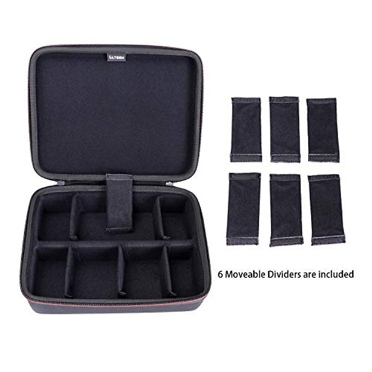 LTGEM EVA Hard Portable Travel Case for Card Games. Hold up to 1600 cards with 6 Moveable Dividers (2 Row) - Black