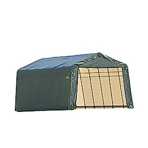 ShelterLogic 12x28x8 Peak Style Shelter, Green Cover