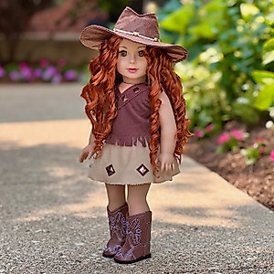 - Cowgirl - 4 Piece 18 inch Doll Outfit - Cowgirl Hat, Skirt, Top and Cowgirl Boots - (Doll Not Included)