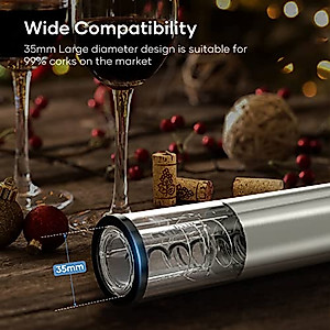 Crenova 6-in-1 Wine Opener Electric Rechargeable Automatic Corkscrew Bottle Opener set with Vacuum Stopper, Aerator Pourer, Foil Cutter, Display Base & USB Charging Cable, Silver