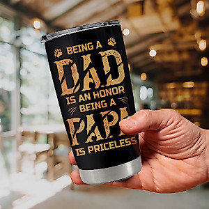 SANDJEST Dad Tumbler Gifts for Dad from Daughter, Son - Papabear American 20oz Stainless Steel Insulated Coffee Travel Mug Christmas, Birthday,Father's Day Gift - Papa Thermal