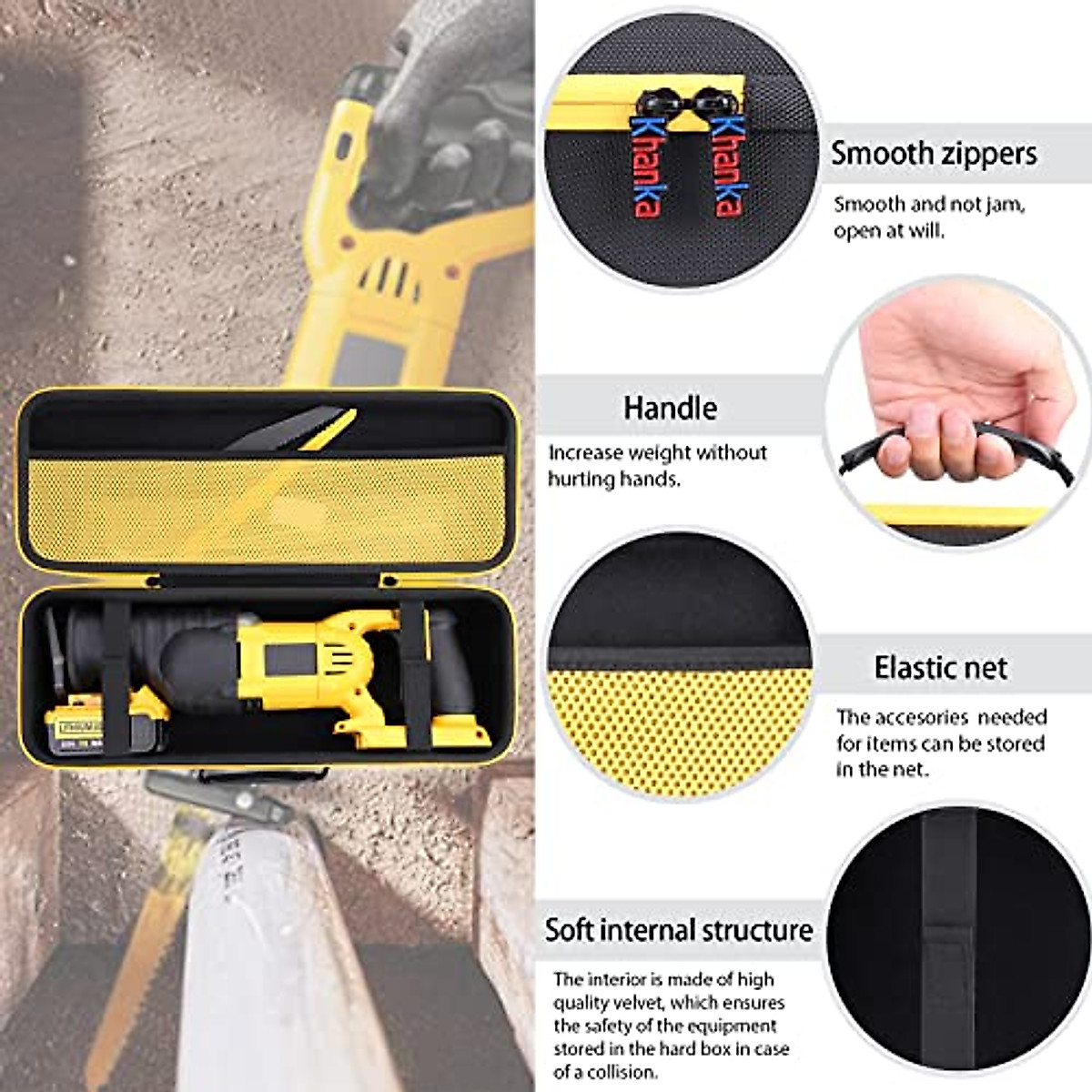 Khanka Hard Tool Case replacement for DEWALT DCS380B/DCS380P1 Cordless Reciprocating Saw