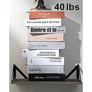 BAYKA Floating Shelves for Bedroom Decor, Rustic Wood Wall Shelves for Living Room Wall Mounted, Hanging Shelving for Bathroom, Laundry Room, Small Shelf for Plants, Books(Charcoal,Set of 3)