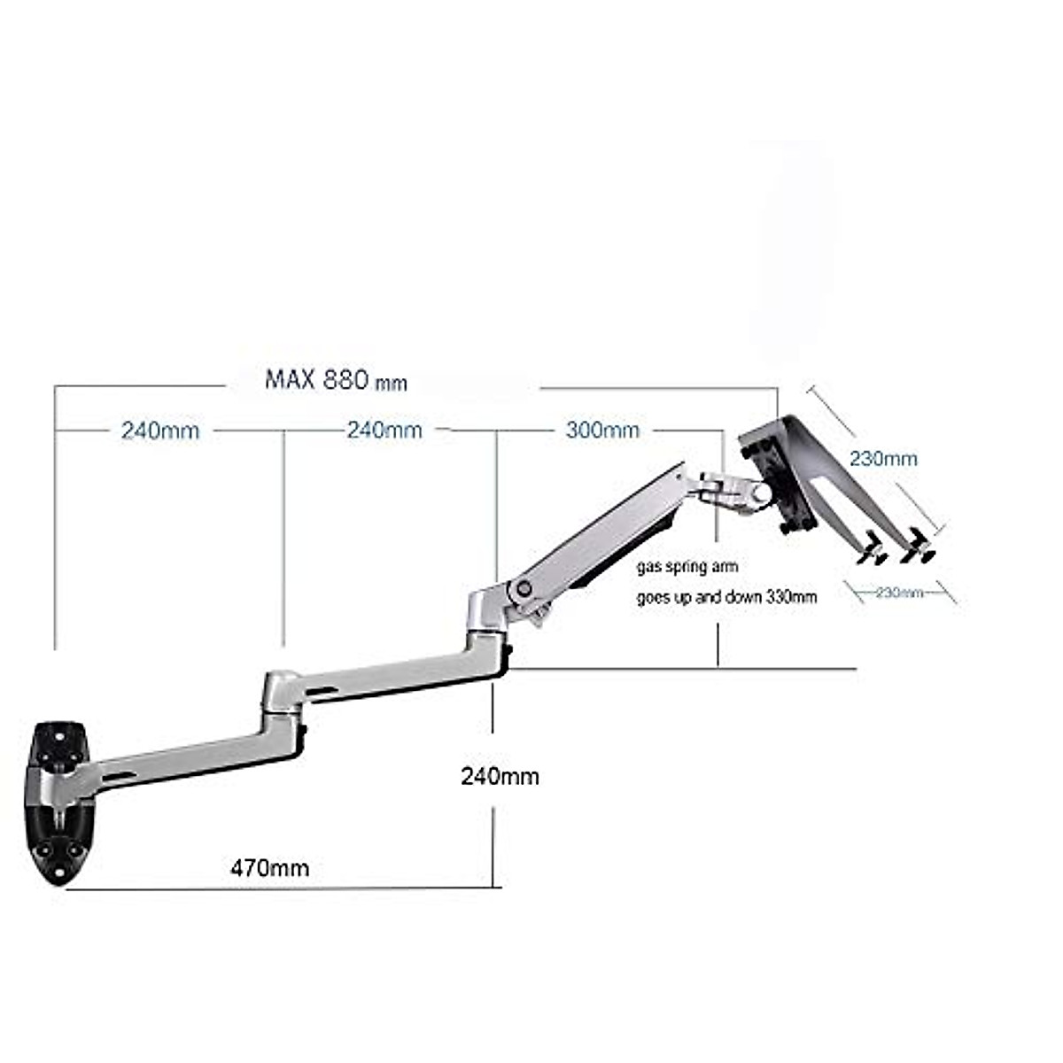 Wall Mount Laptop & Monitor Holder - Ultra Long Full Motion